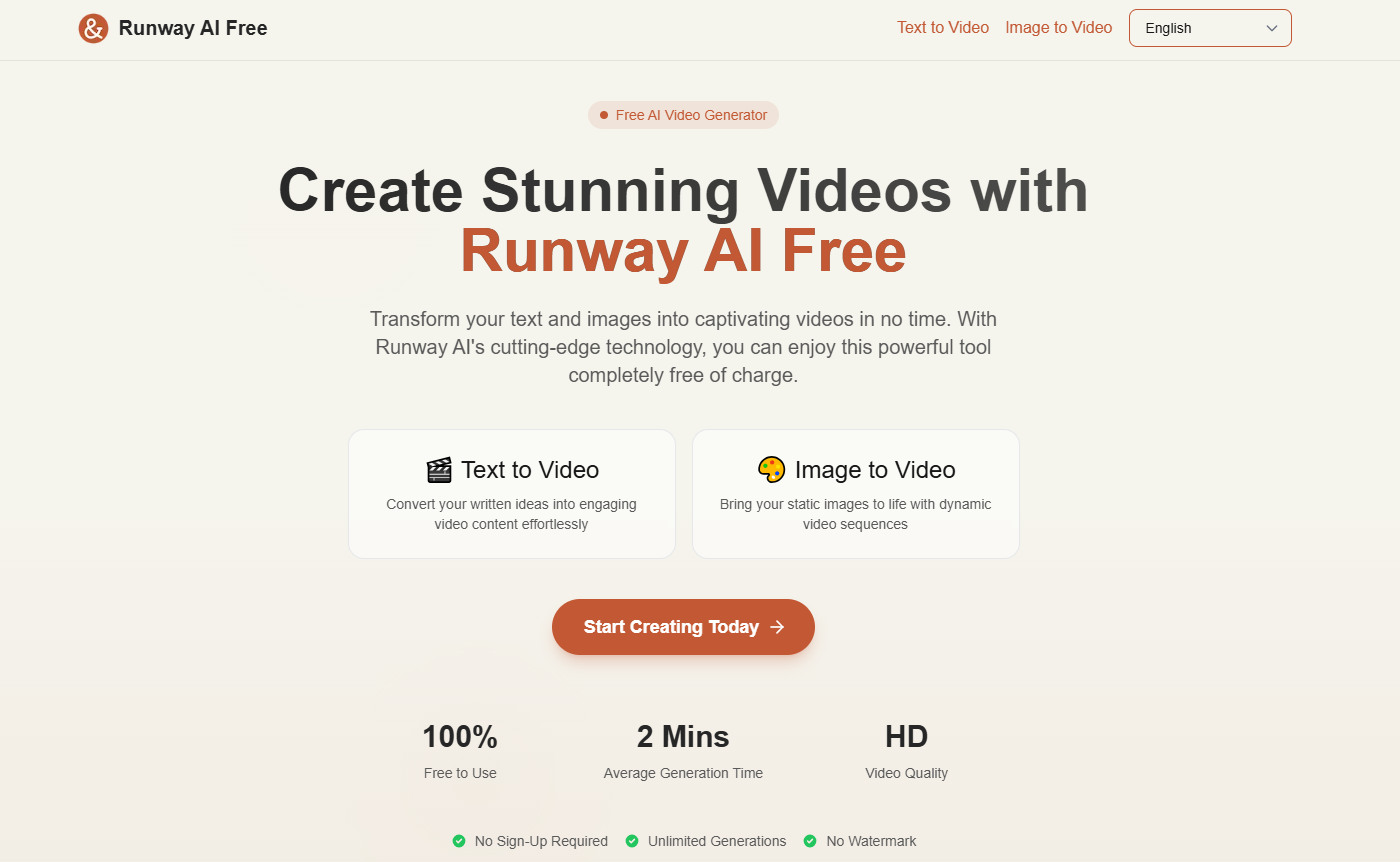 Runway AI Free: Generador instantáneo de videos con IA | Sin marca de agua
